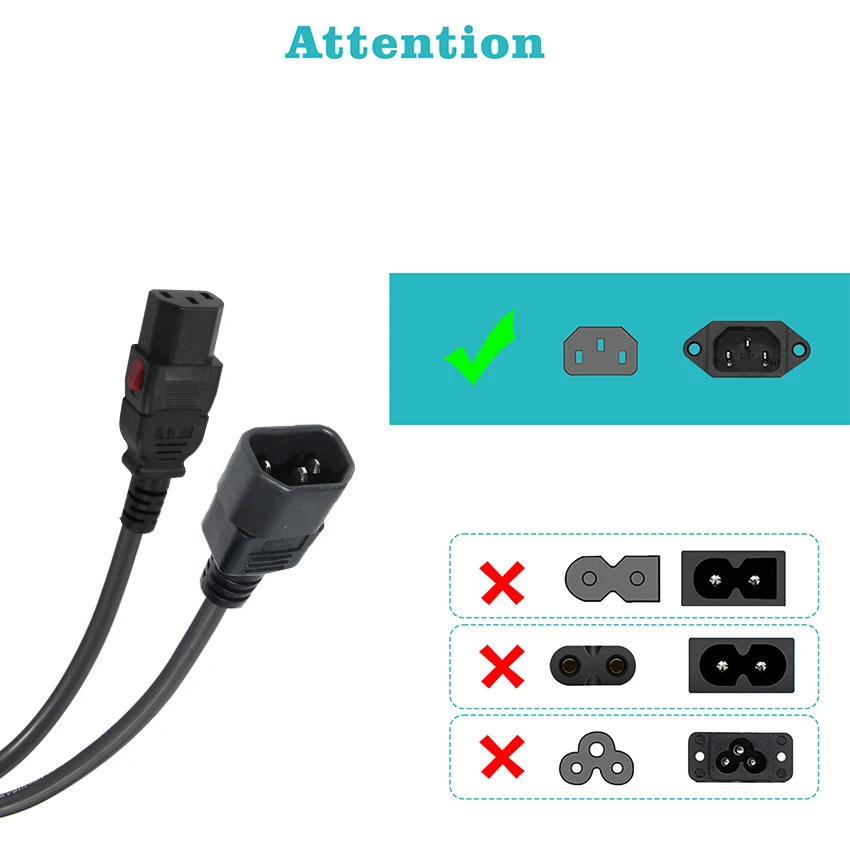 Iec14 White Plug Computer Iec 60320 Extension Ac Cable 3 Prong Reel 14 ...