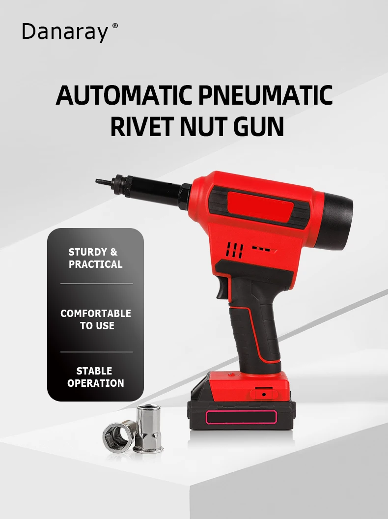 Automatic Rivet Nut Gun Self-counting Function 12xt Pro Riveter Quick Charge Lithium Battery ...