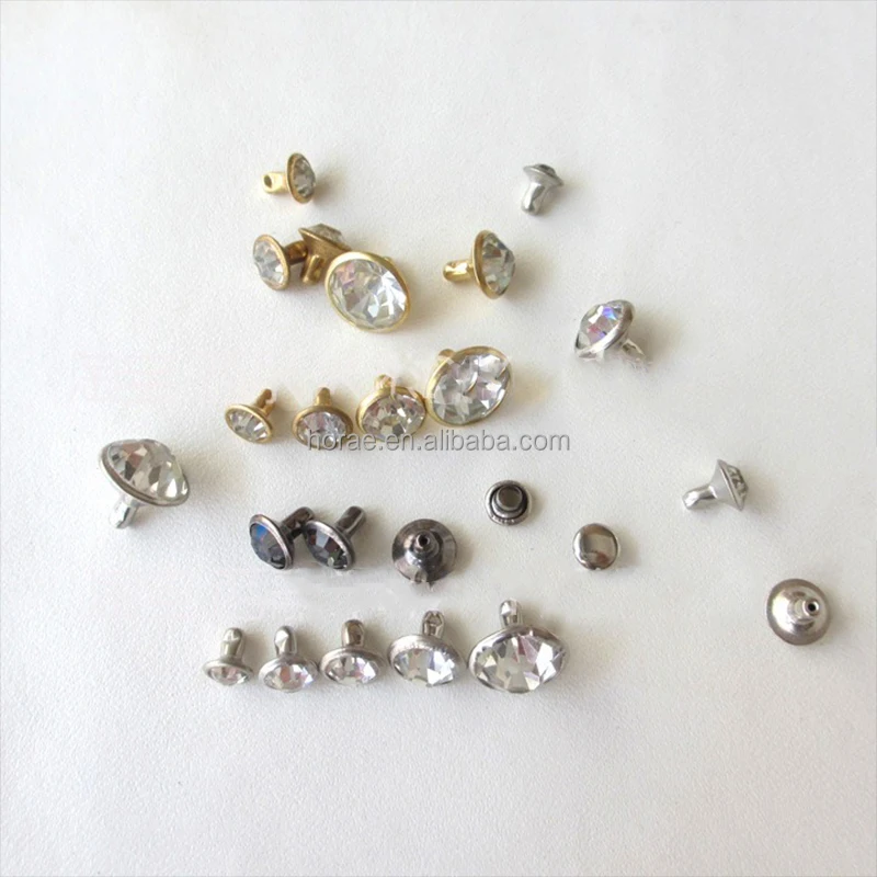 ZD002 Crystal Rivets Rhinestone Rivets Clear Silver Diamond Studs and ...