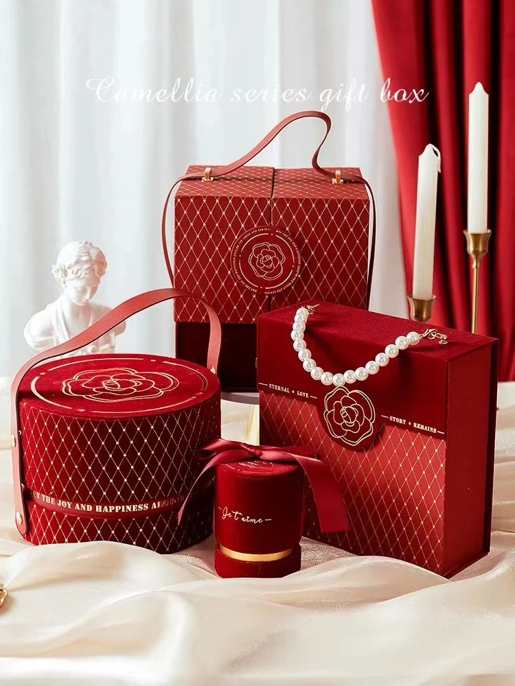 Custom Fashion Luxury champagne Gift Box with Velvet Whole Hot Stamping ...