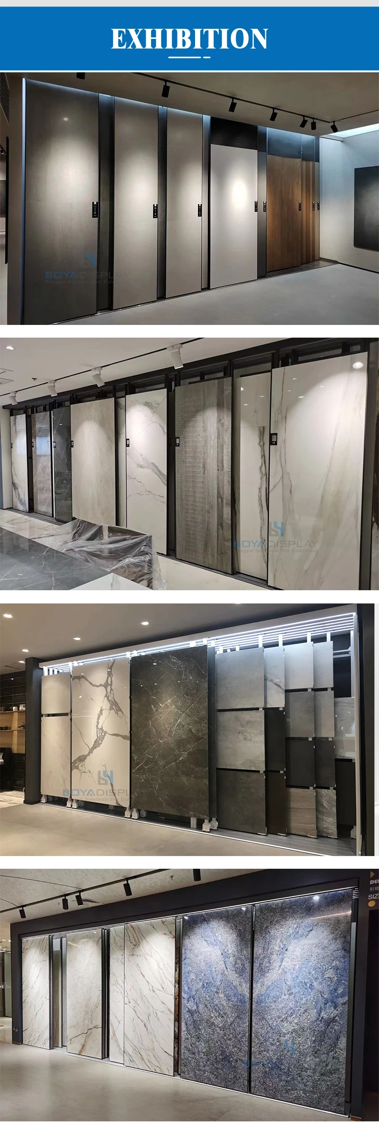 Customize Push-Pull Quartz Granite Sample Display Racks