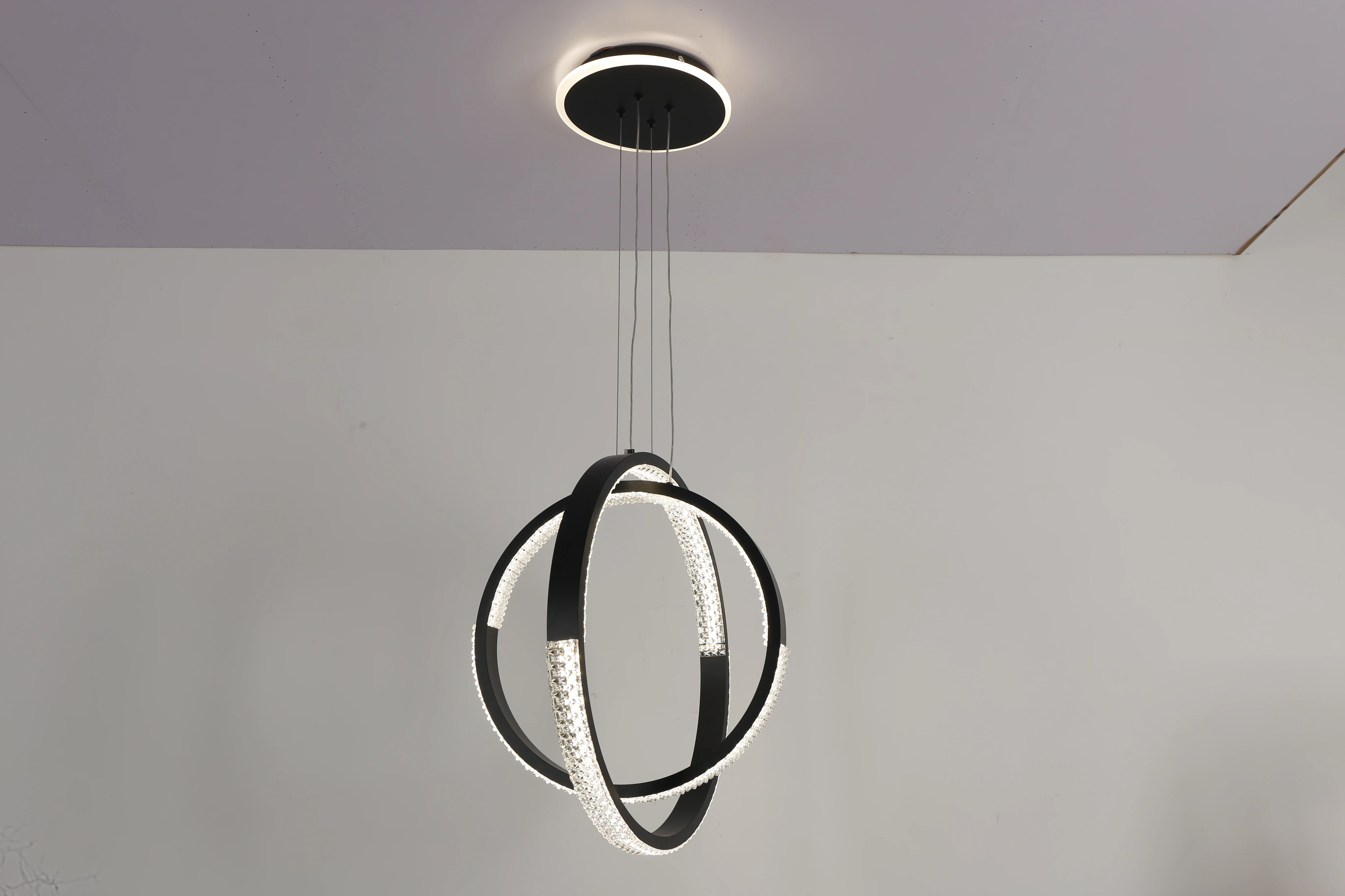 Modern Circle Round Ring Led Black Pendant Light Loft Living Room ...