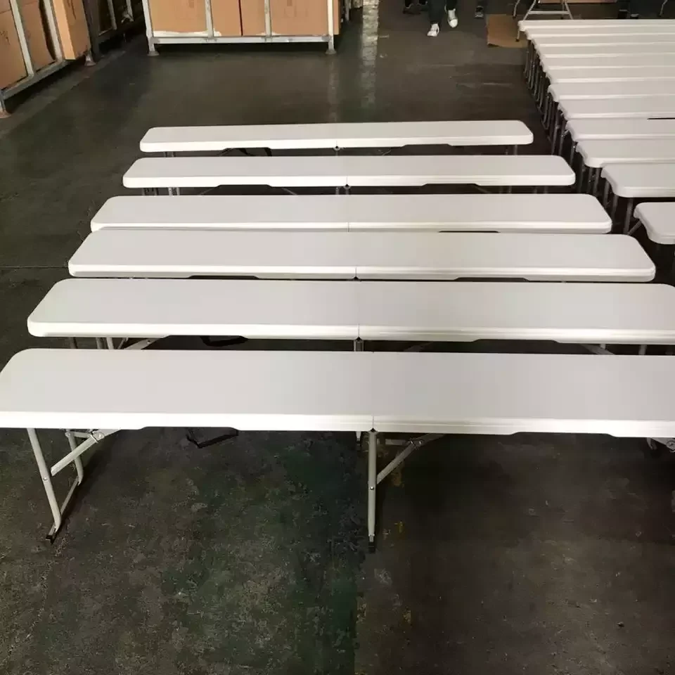 6FT White Plastic Fold in Half Bench - Outdoor Garden Benches