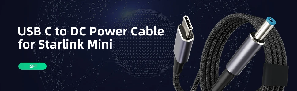 Starlink Mini 12v Usb-c To Dc Power Cable, 5.9ft
