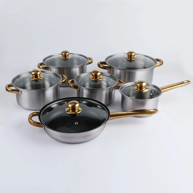 12pcs Stainless Steel Cookware Sets Cooking Pot Milk Pot Cookware ...