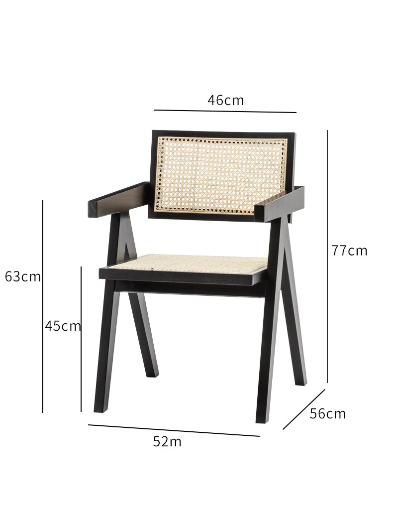 Modern Black Wicker Rattan Chair Nordic Natural Ash Wooden Hotel ...