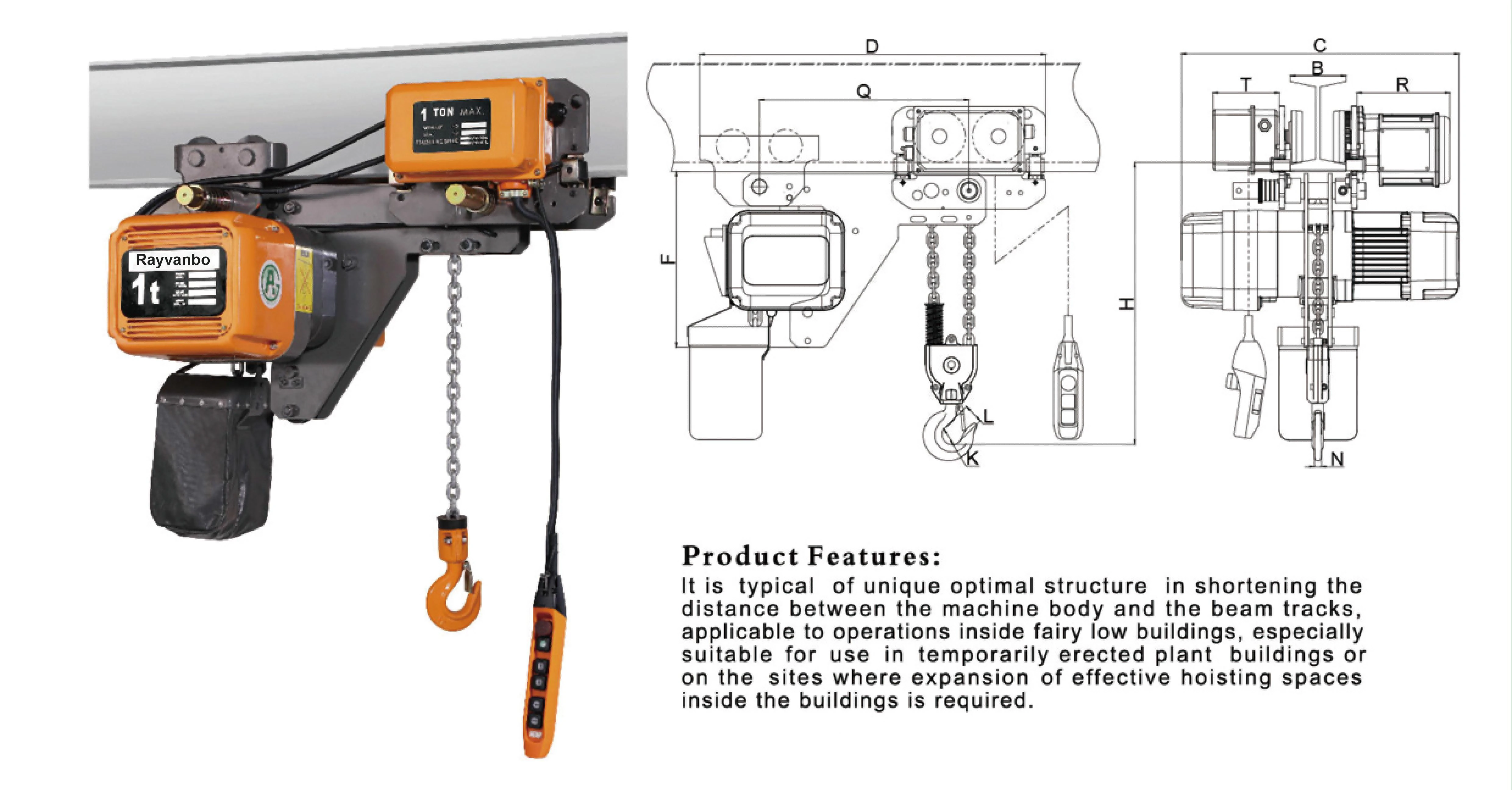 2 Tons Hoists Remote Control Bag Mode Pull Lift Electric Chain Hoist ...