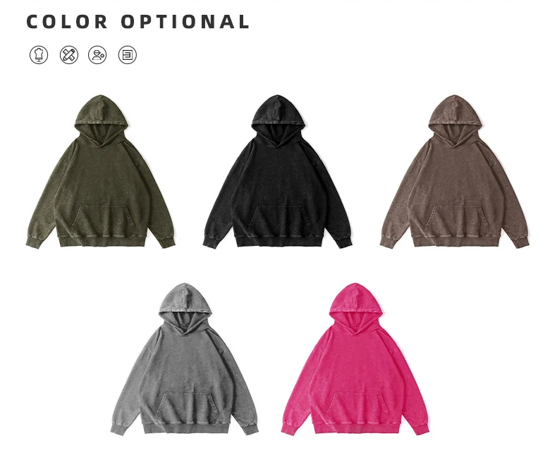 Vintage Do Old Hoodie Print Off Shoulder Loose Men's And Women's Washed ...