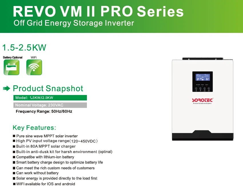 Sorotec REVO VM II Pro_1 Series LCD Display PV Range 120-450VDC 1.5kw 2 ...