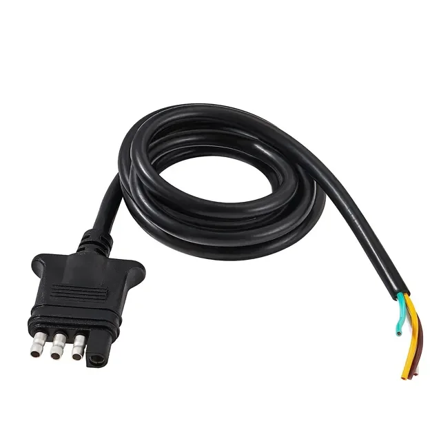 4 Way Flat Trailer Connector Extension Cable Standard 4 Pin Trailer End ...