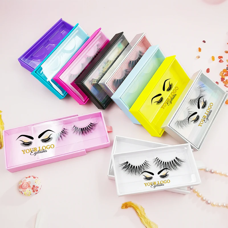 Private Label Small Order Holographic Pull Out Eyelash Packaging Case ...
