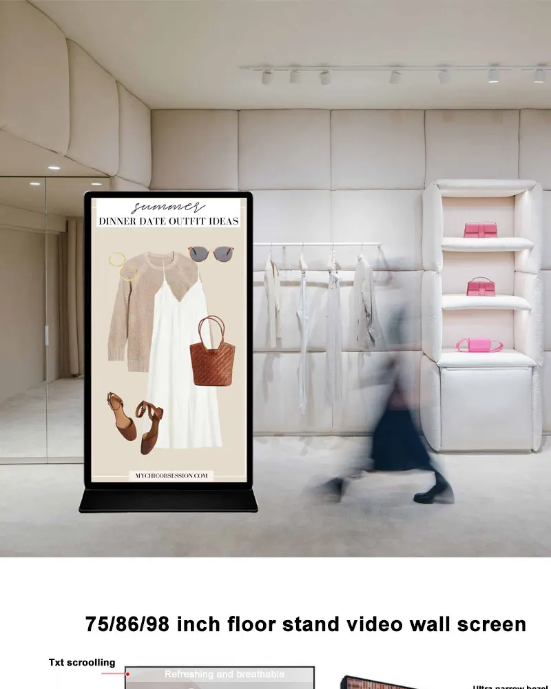 Digital Signage With Graphics 86inch Full Screen Stand Display Screen ...