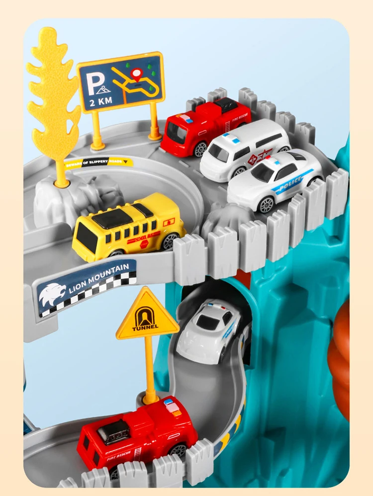 HS Track Adventure Rotating Elevator Parking Garage Slot Toy Racing ...