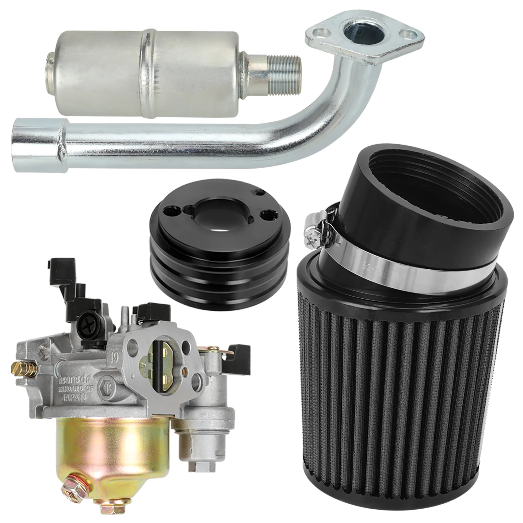 HIAORS Carburetor Air Filter Adapter Exhaust Pipe Muffler Stage 2 Kit ...