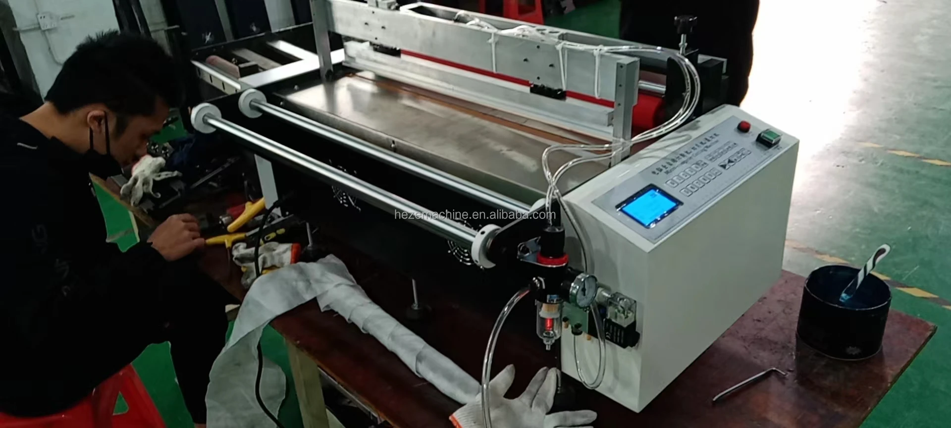 Double Layers Heat Sealing Cold Cutting Polythene Bag Making Machine ...