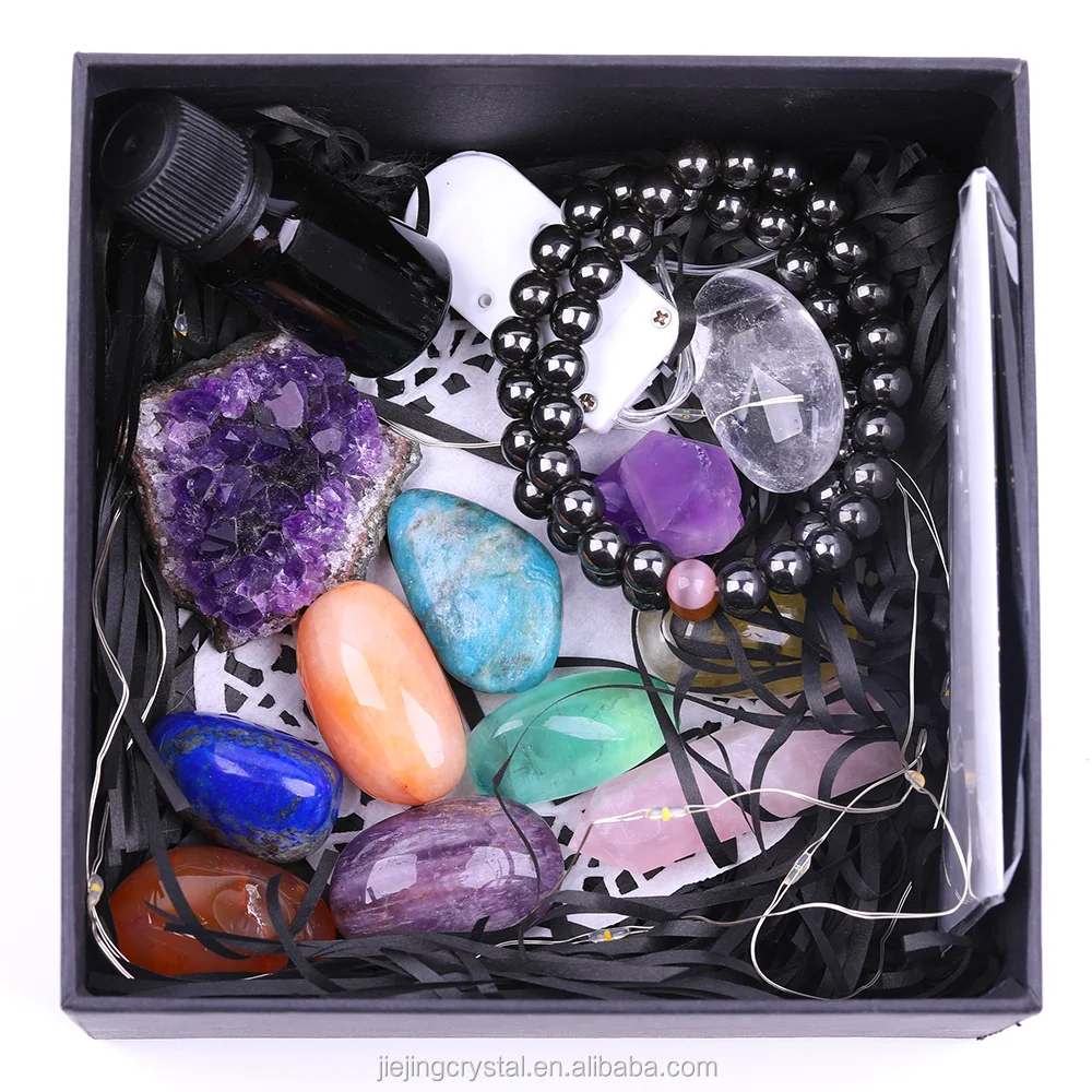 Custom Natural Crystal Kit Meditation Gift Box Set 7 Chakra Stone ...