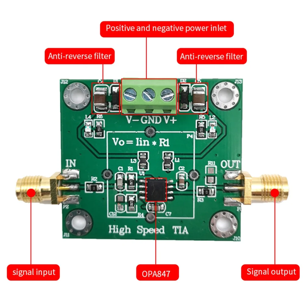 Taidacent OPA847 Photodiode Transimpedance Amplifier Board