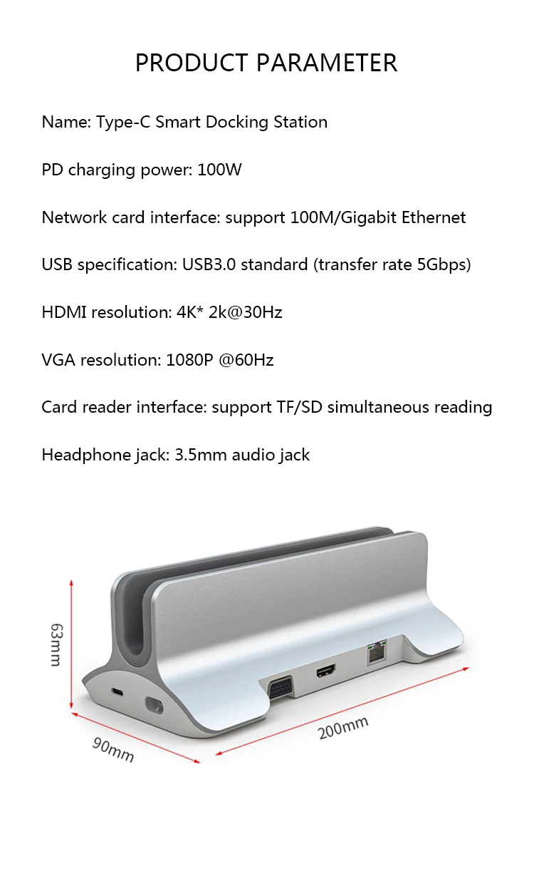 Vertical Laptop Docking Station Vga Hd.mi Usb C Dock Mst Dock Vertical ...