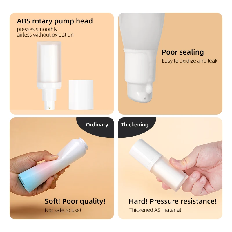 Unique Acrylic Airless Pump Bottles 30ml & 15ml for Sunscreen Lotion, Cream, and Cosmetic ...