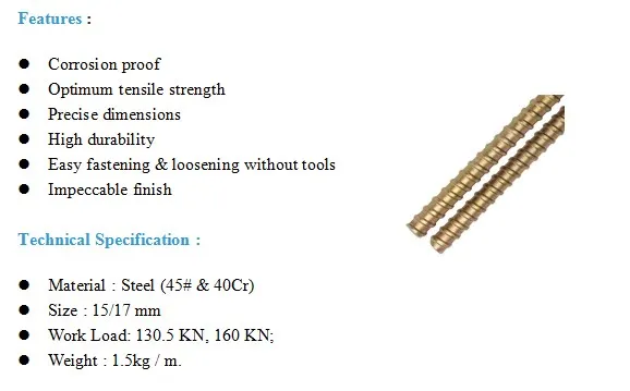 Building Concrete Construction Formwork Tie Rod System 15/17 20/22 Q235 ...