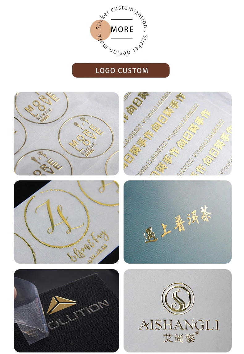 High Quality Customized 3D Paper Stickers with Gold Foil