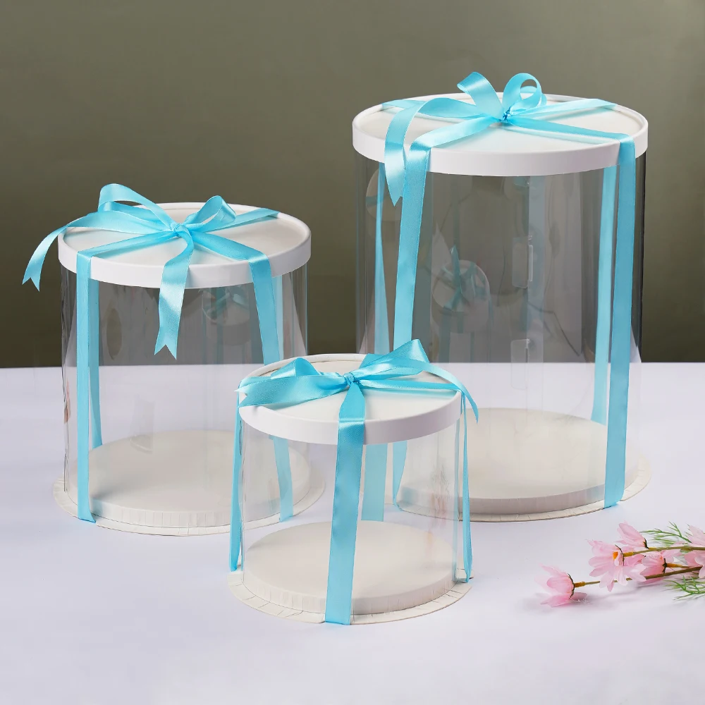 Tall Clear 6in 8in Round Cake Christmas Packing Boxs Transparent ...