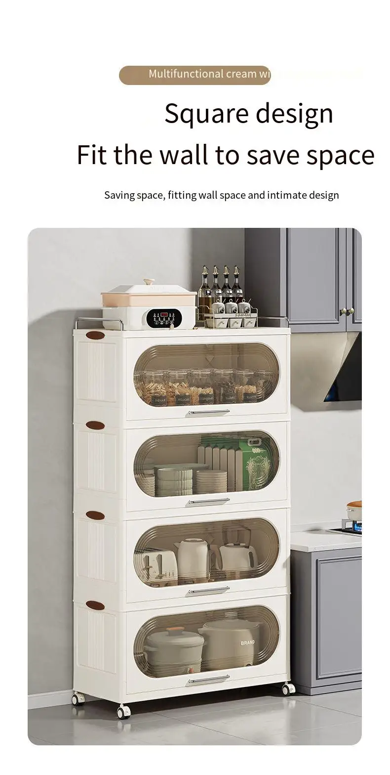 Multifunctional Square Plastic Kitchen Storage Cabinet Dustproof ...