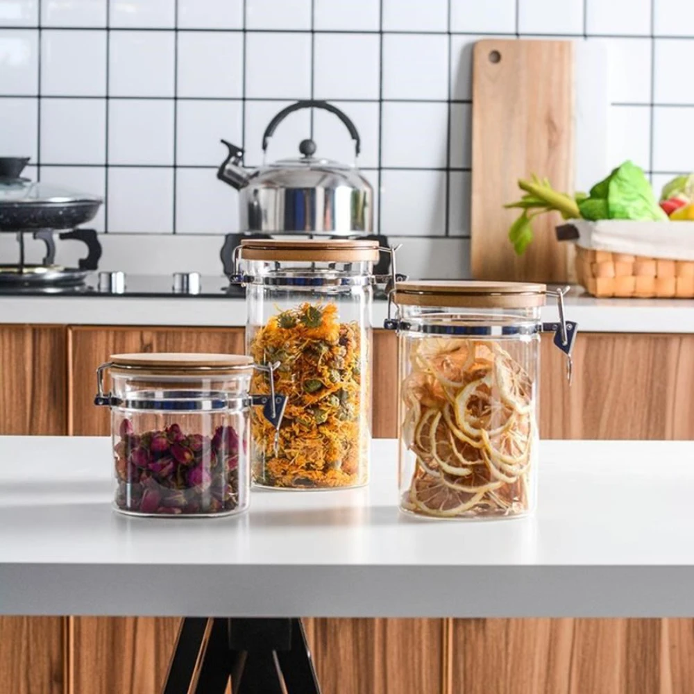 600ml High Borosilicate Glass Jars With Airtight Lids And Lock Buckles ...