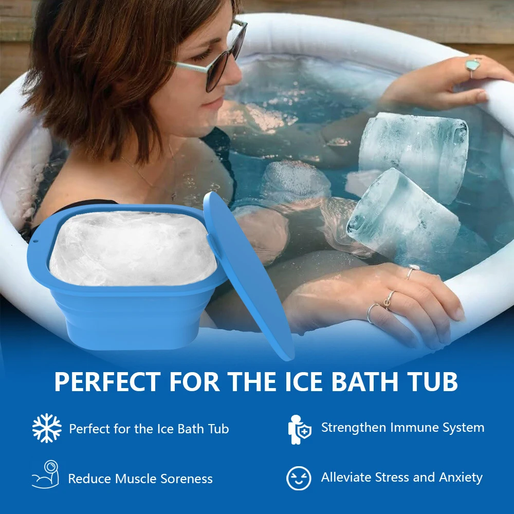 Custom Logo Single 8lb Retangular Ice Bath Mold Extra Large Foldable ...