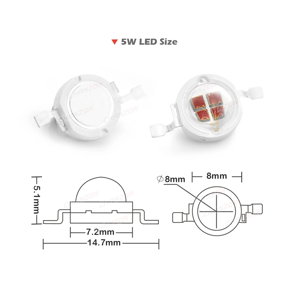 Chanzon 5w Far Red Ir 730nm High Power Led Chip Infrared Grow Light ...