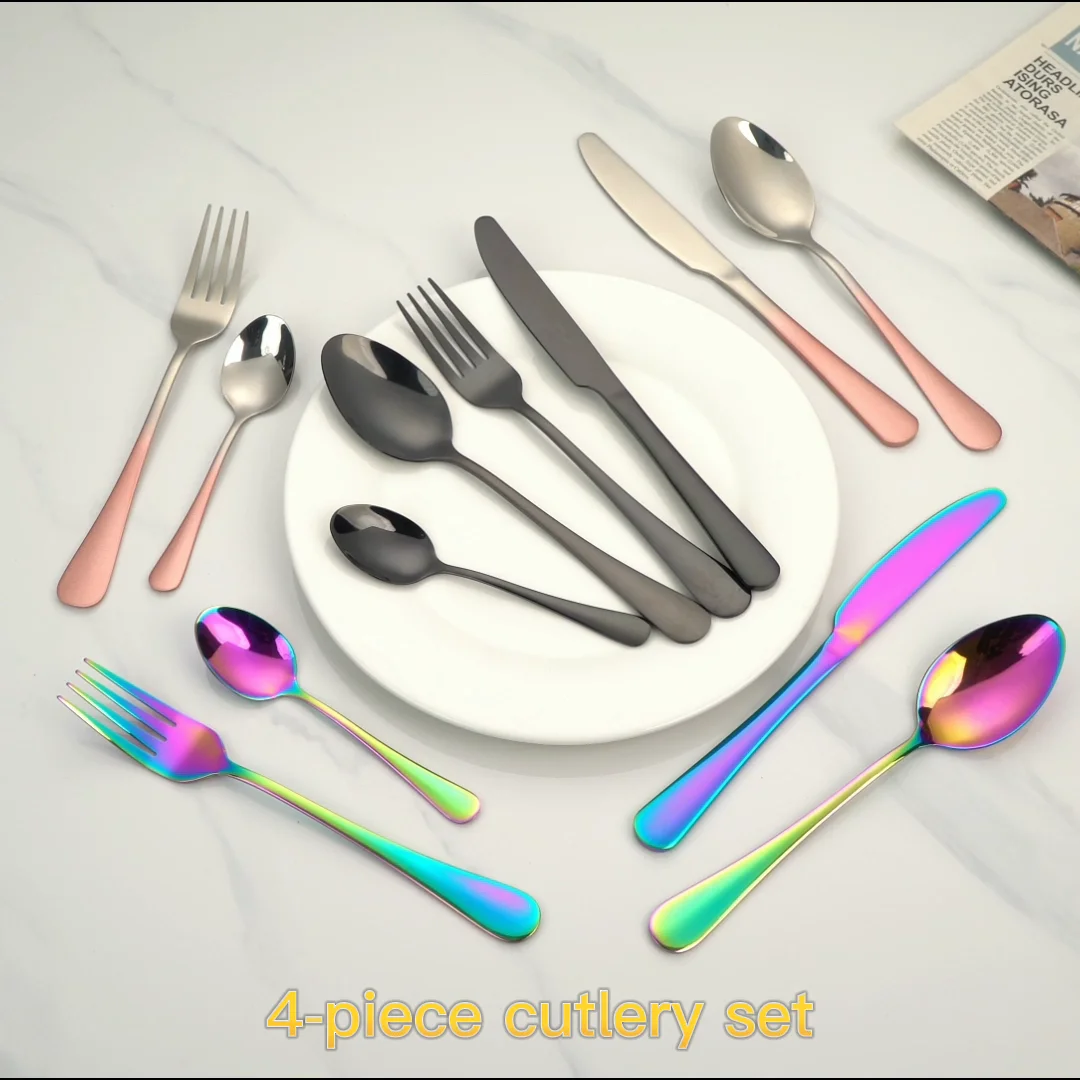 Custom Metal Gold Flatware Stainless Steel Reusable Cutlery 24pcs Set ...