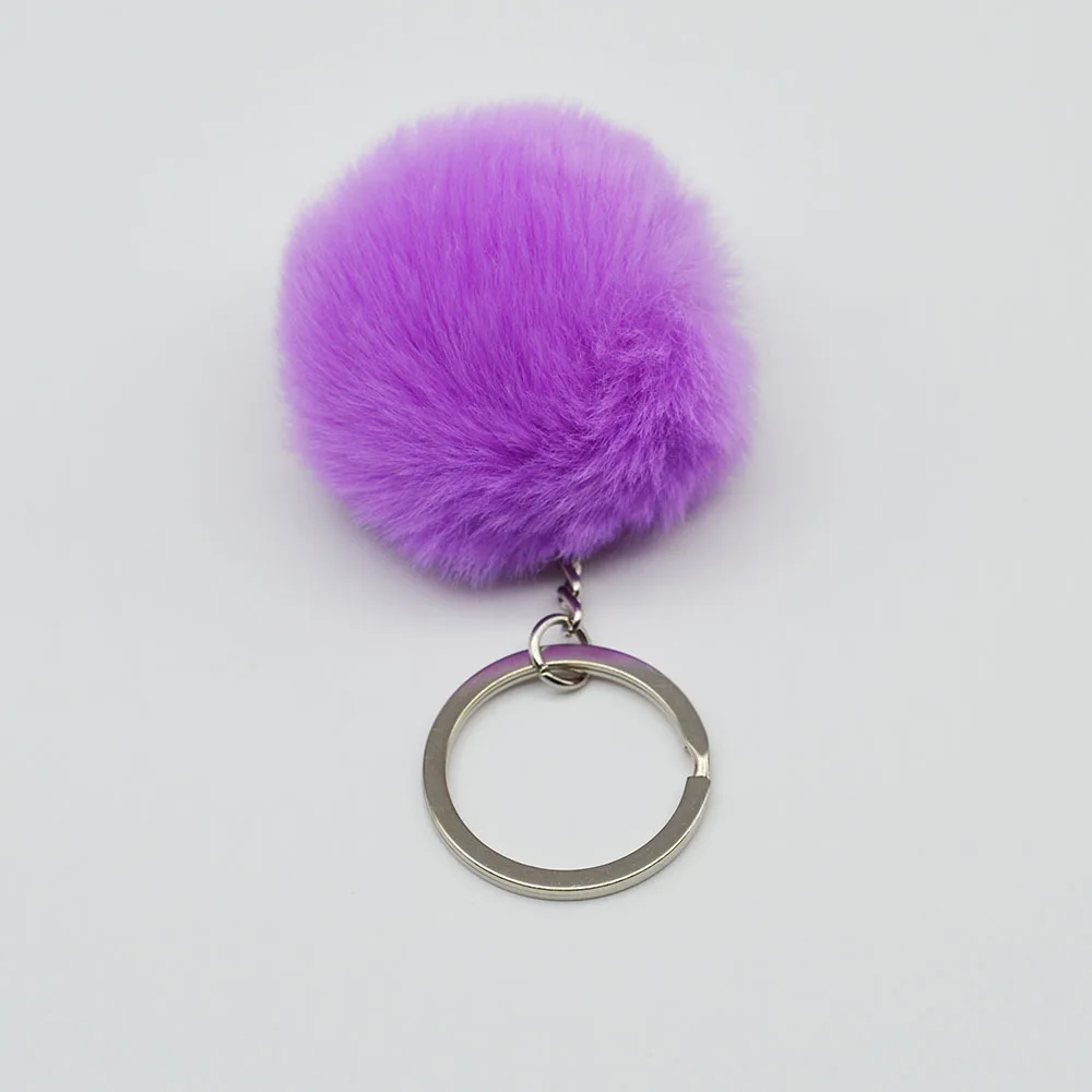 5cm Diy Silver Cute Puffy Plush Fluffy Fur Balls Pompom Pom Keychain ...