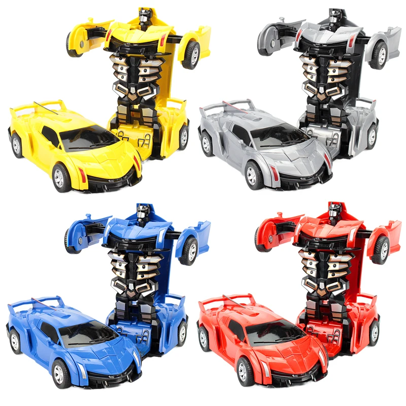 Colorful Deformation Robot Car Transformed Friction Car Toys Children's ...