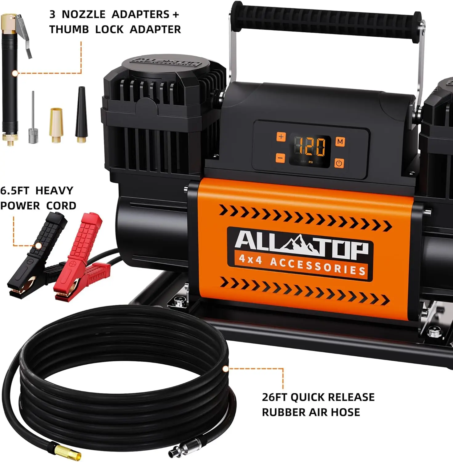 ALL-TOP 12V Air Compressor - Preset Target Pressure & Inflate