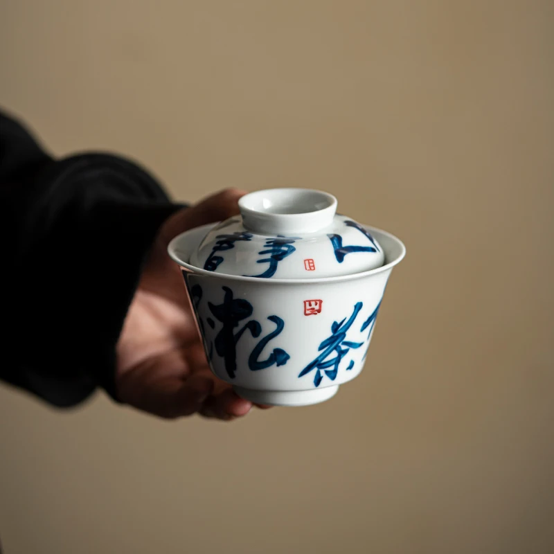 Jofen Pure Hand Drawing Chinese Style Blue-and-white Kung Fu Tea ...