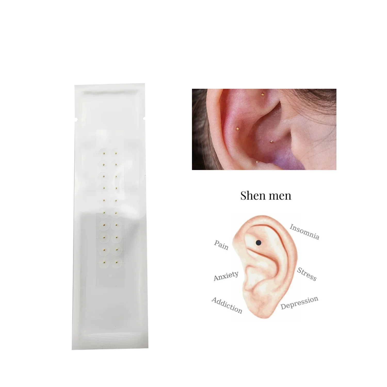 24K Gold Ear Auricular Therapy Seeds Acupuncture Acupoint Ear Seeds Kit ...