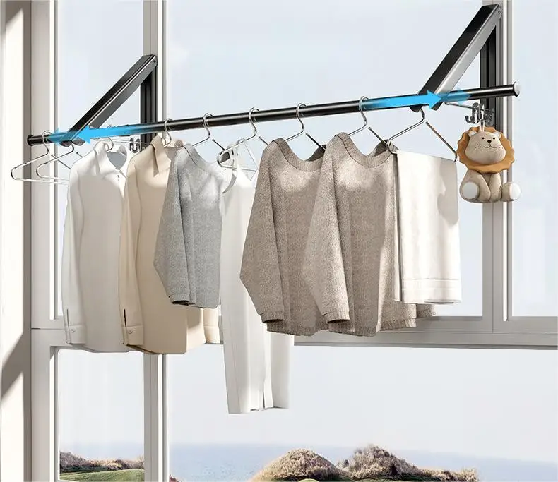 Hole-free Invisible Drying Rack Home Dormitory Wall-mounted Aluminum ...
