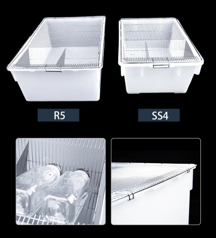 R5 Lab-Grade Stainless Steel Rat Cage 545x395x200mm for Breeding SD ...