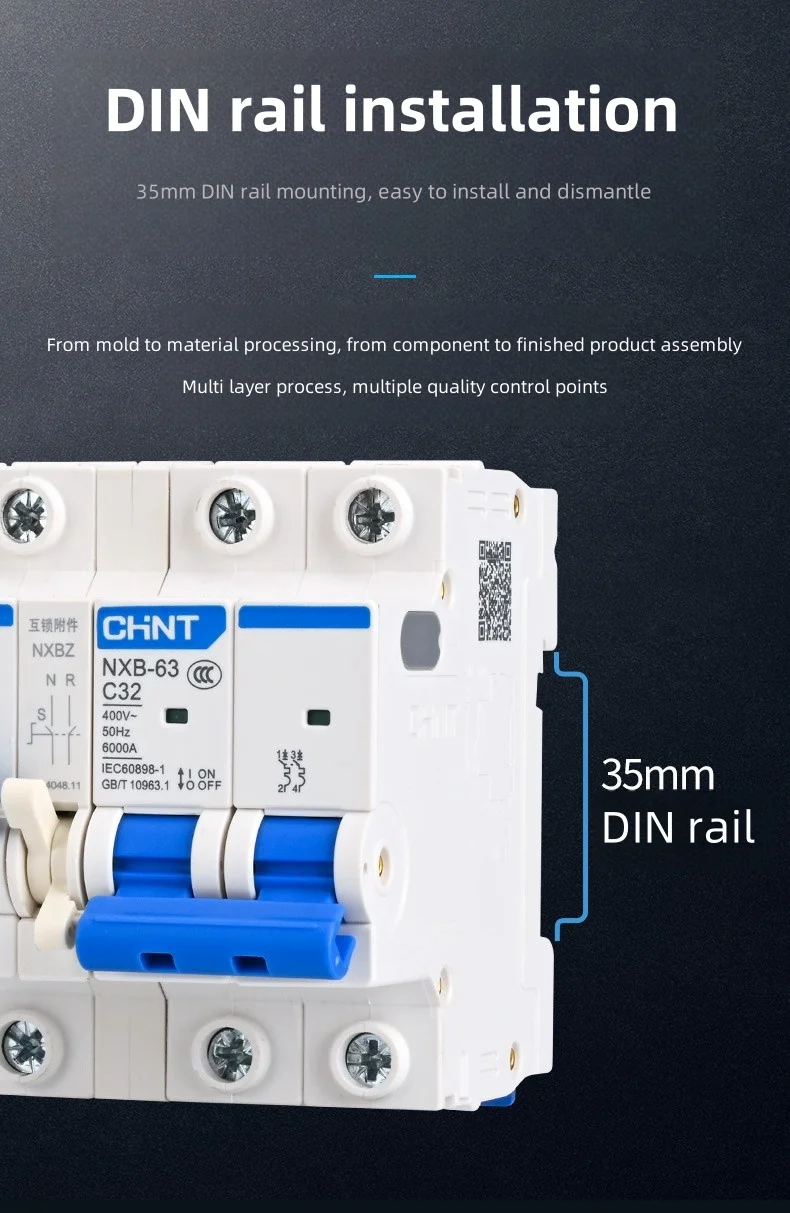 CHINT MCB 220V 380V NXB-125 Dual Power Interlock Circuit Breaker
