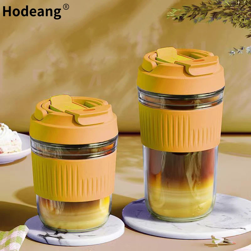 Reusable 400 Ml Glass Mug with Lid - Sustainable & Stylish