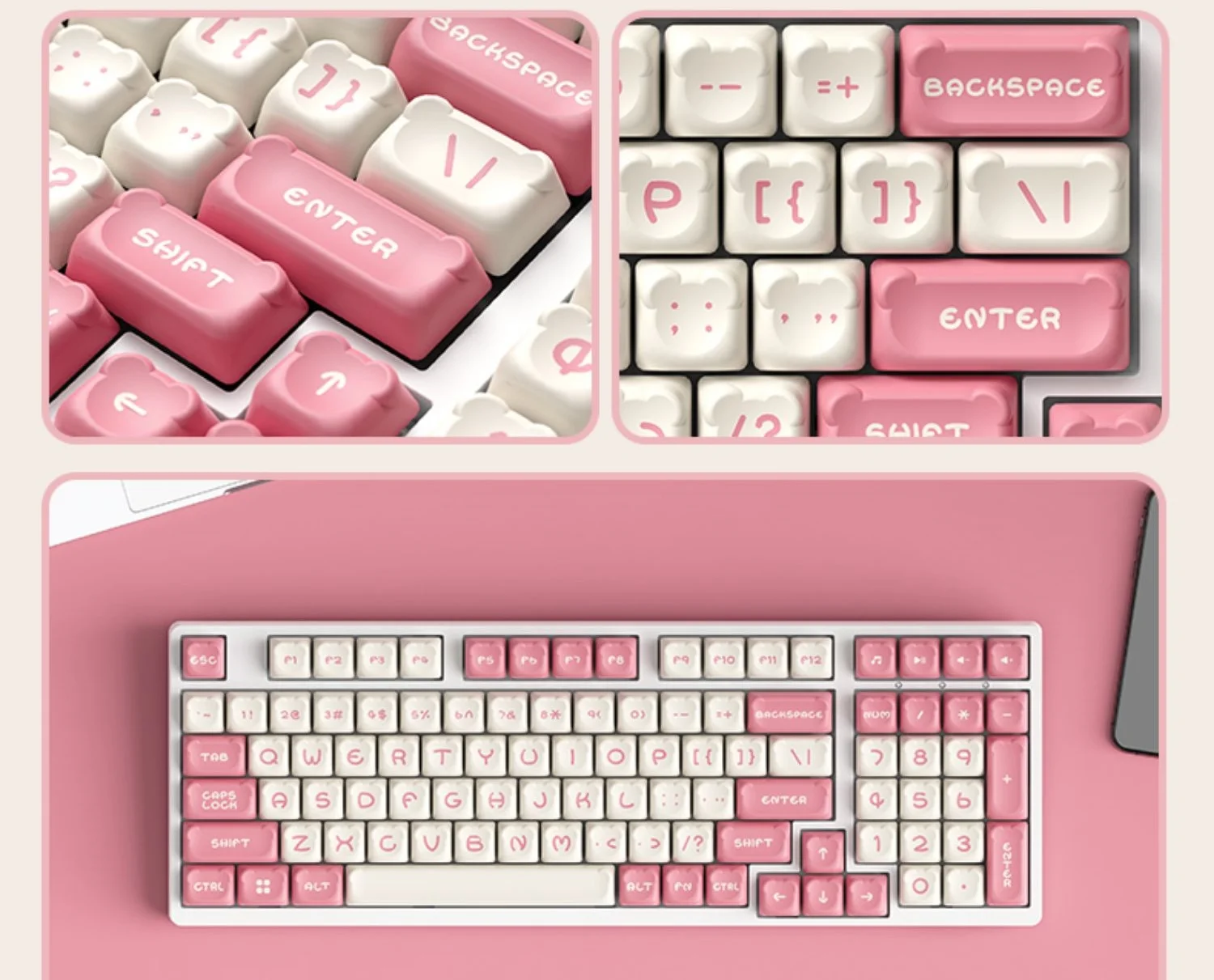 Akko OEM Profile Bear Theme Keycap Set for Mechanical Keyboard