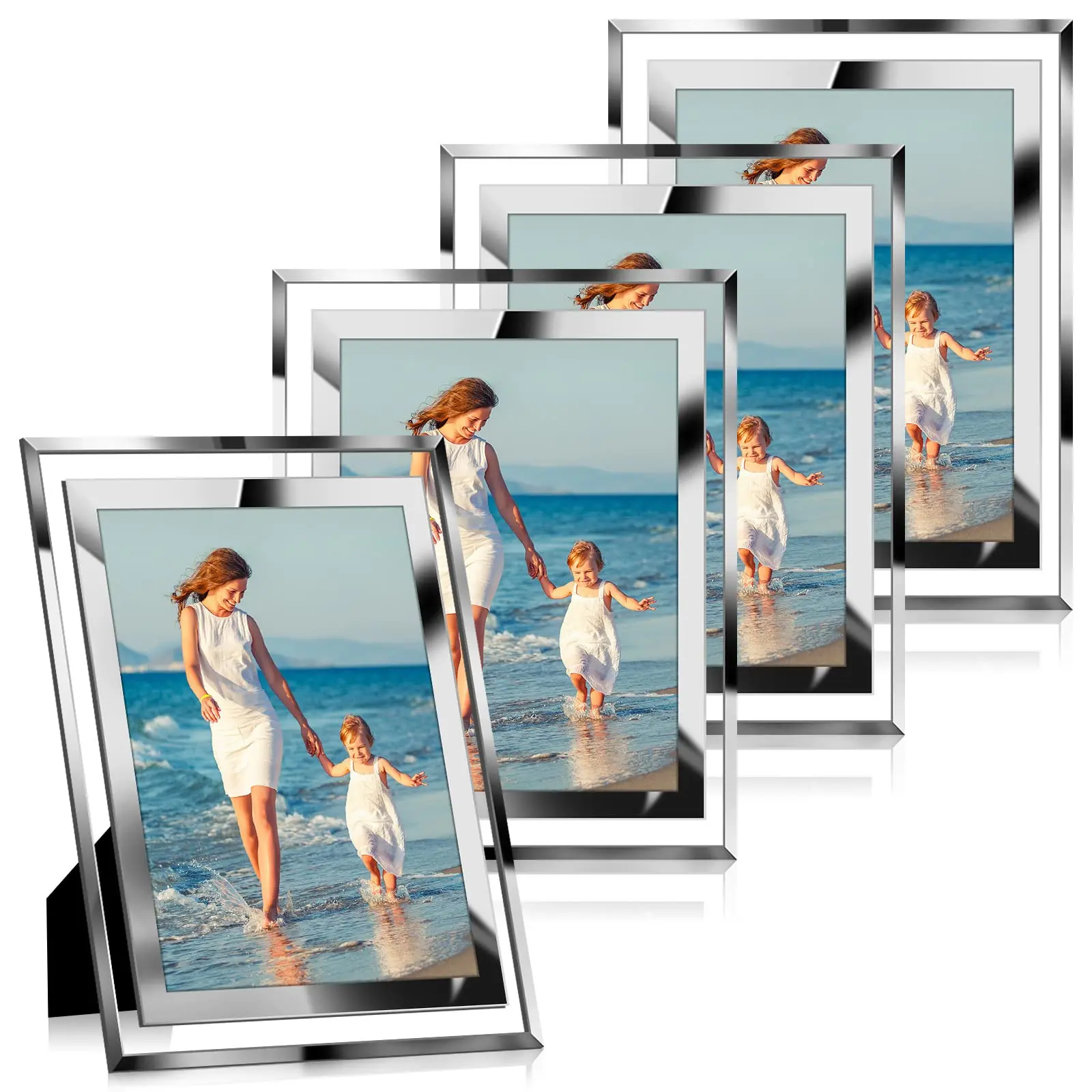 Sparkly Mirrored Photo Frames Glitter Crystal Silver Photo Frames for ...