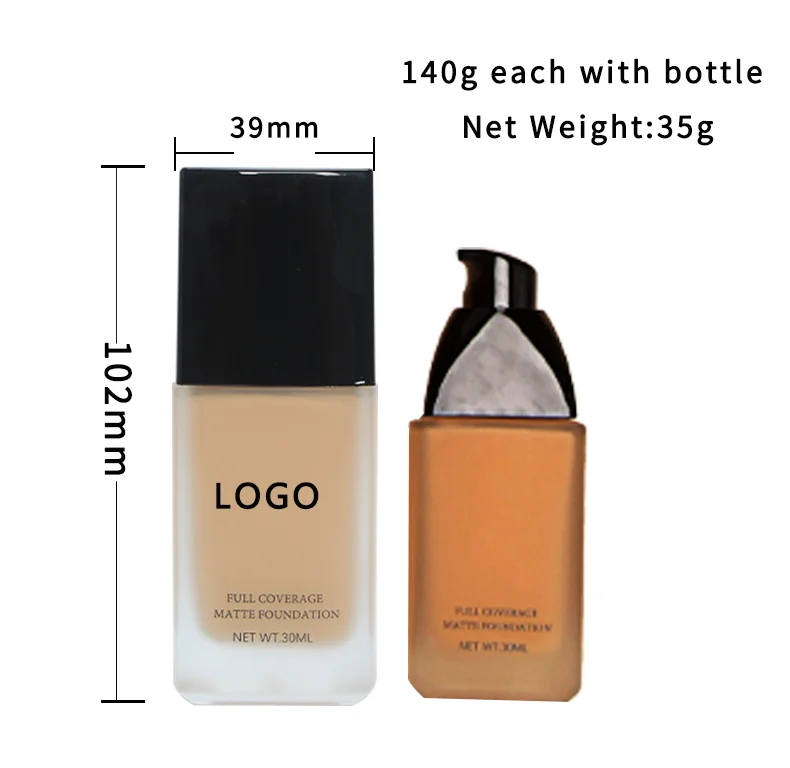 Private Label Logo Waterproof Matte Vegan Full Coverage Foundation ...