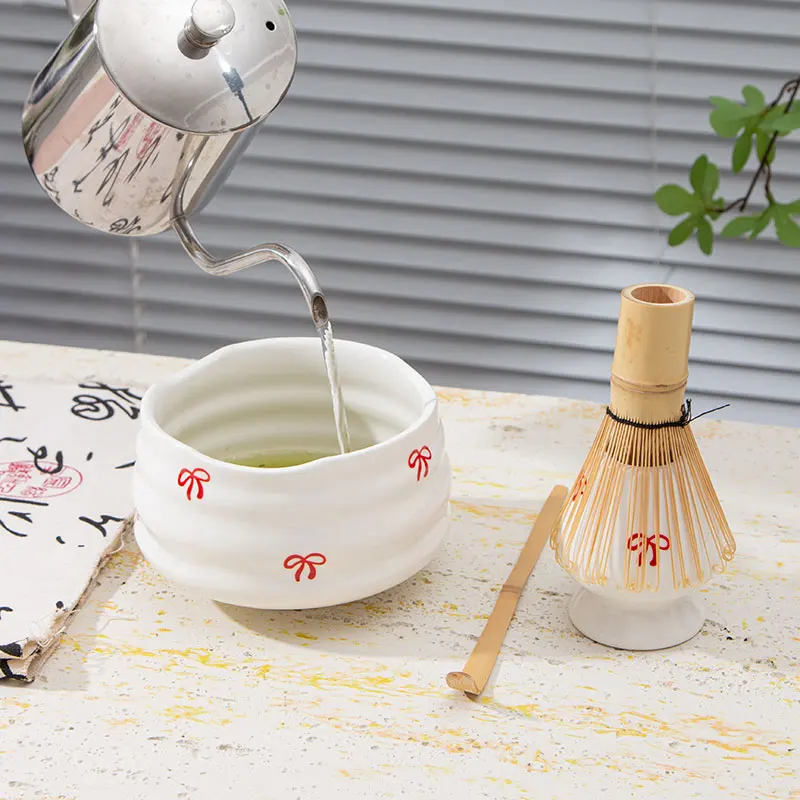 Wholesale Custom Bamboo Whisk Ceramic Bowl Matcha Kit