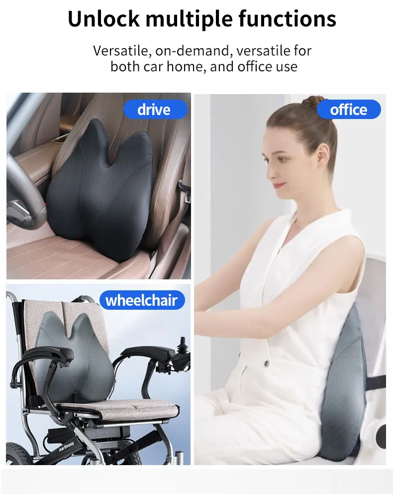 Car Ergonomic Lumbar Cervical Spine Support Massage Memory Foam Pillow ...