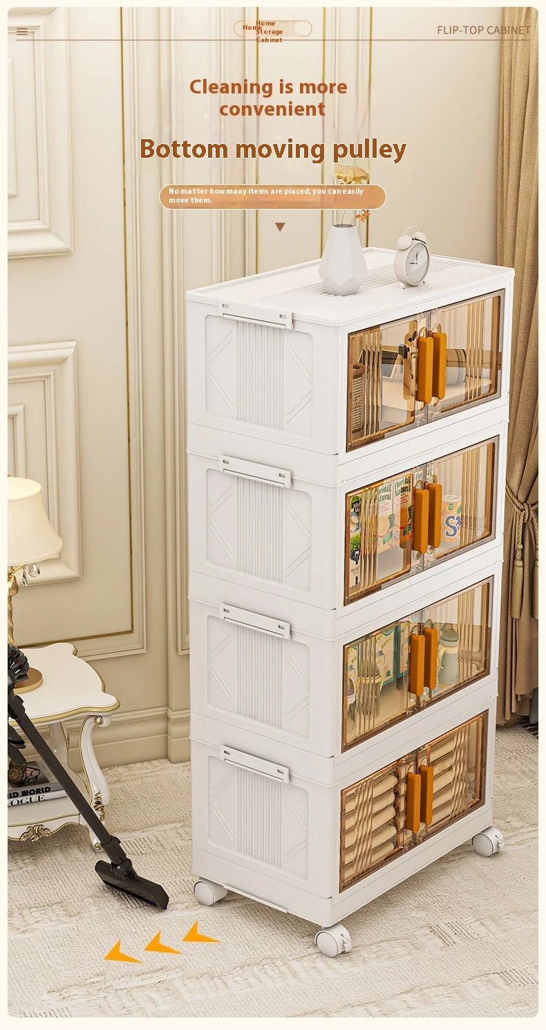 Large Capacity Transparent PP Storage Cabinet Foldable Stackable ...