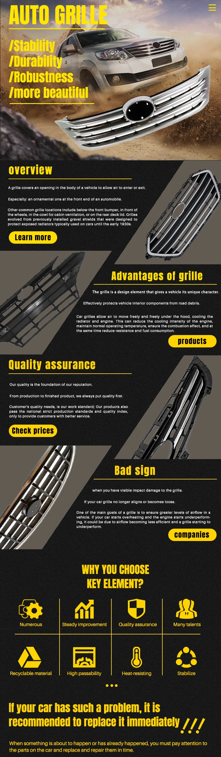 KEY ELEMENT Front Lower Grill for Hyundai Accent 2017-2019