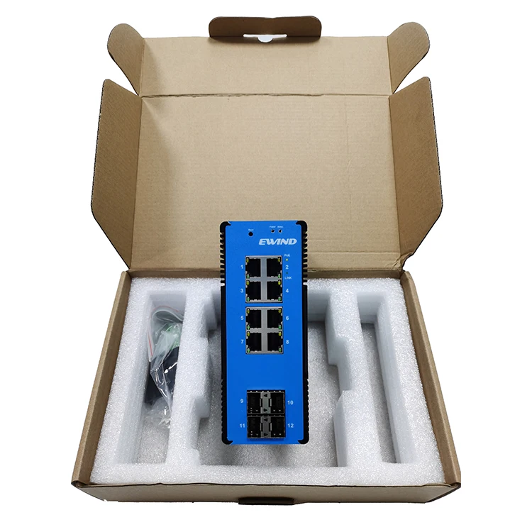 EWIND 12 Port Managed Industrial PoE Switch Marvell chip ethernet ...