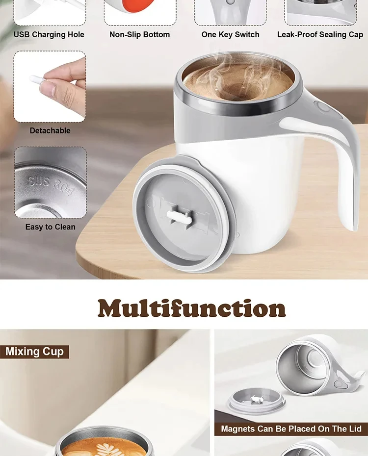 Stainless Steel Travel Magnetic Auto Mixing Coffee Cup Automatic Self ...