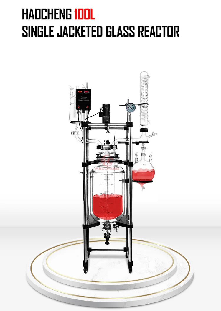 Laboratory Chemical Cylindrical Double Layer Jacketed Glass Reactor ...